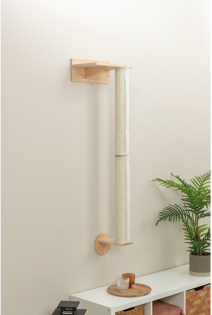 TRIXIE Wall Set 1 - Wall Mount Cat Scratching Post with Perch, Natural ...