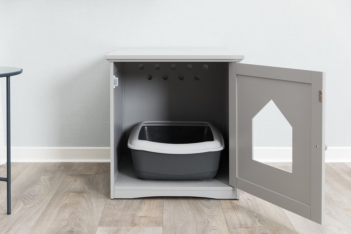 TRIXIE Wooden Cat Home & Litter Box Cover, Gray - Chewy.com