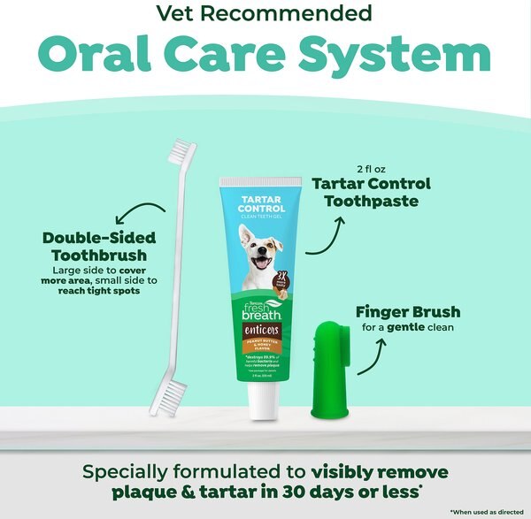 TROPICLEAN Fresh Breath Peanut Butter Oral Care Dog & Cat Dental Kit, 2-fl oz - Chewy.com