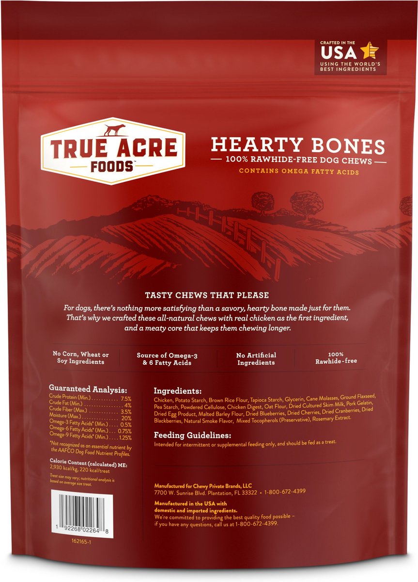 TRUE ACRE FOODS Hearty Bones Chicken Flavored Treats, 16-oz bag - Chewy.com