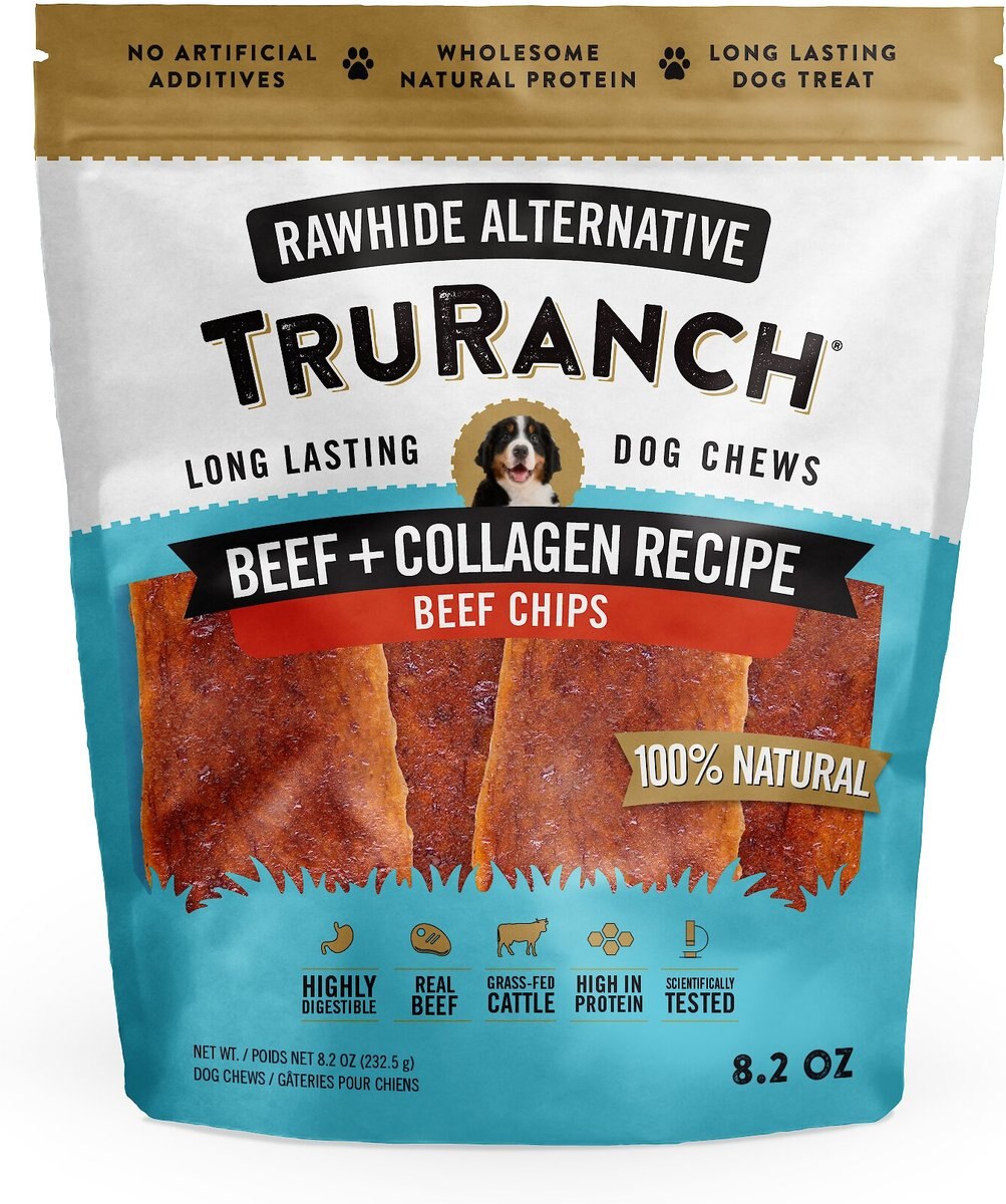 TRURANCH Beef Collagen Chips Hard Chew Dog Treats, 6-in, 8.2-oz bag ...