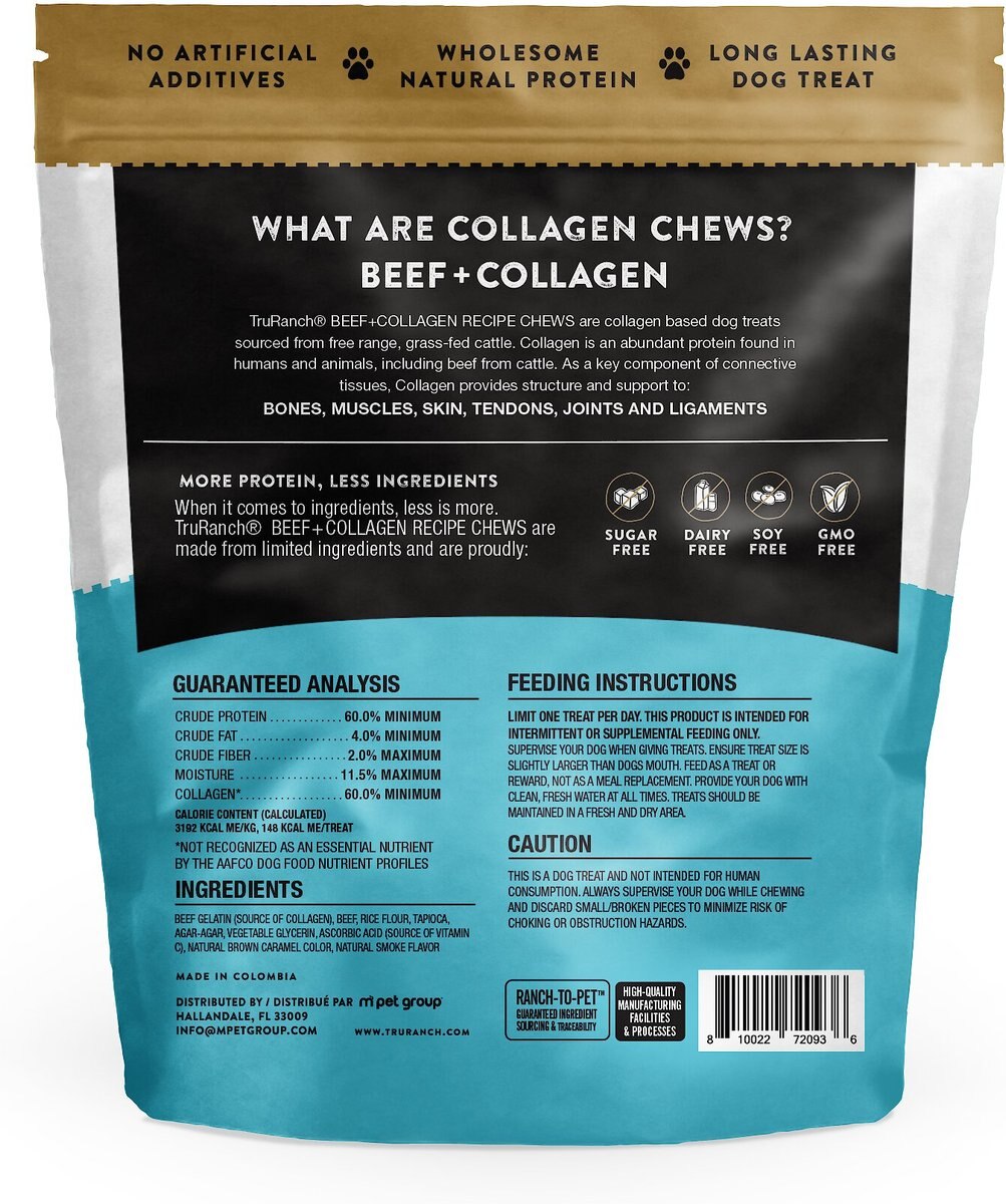 TRURANCH Beef Collagen Chips Hard Chew Dog Treats, 6-in, 8.2-oz bag ...