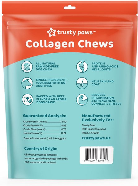 TRUSTY PAWS USA Beef Collagen Chews Extra Thin Jerky Dog Treats, 60 count, 15-oz bag - Chewy.com