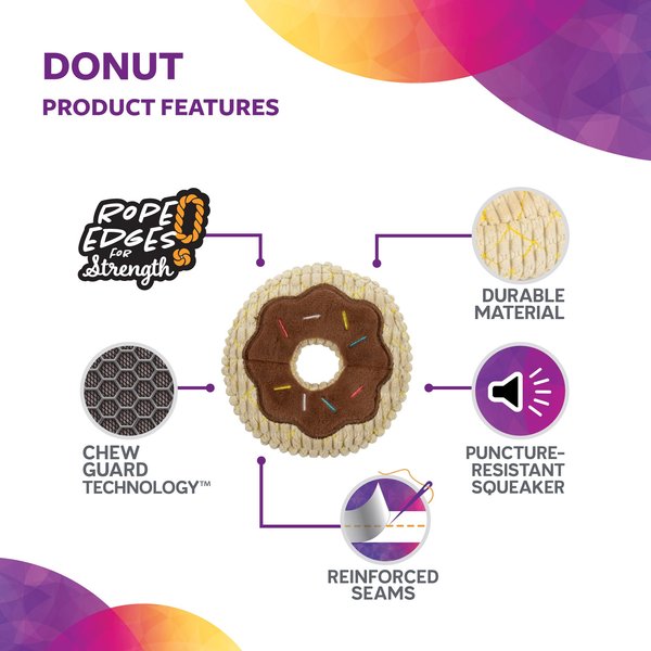 Discontinued - TRUSTYPUP Donut Tough Squeaky Dog Chew Toy, Chocolate ...