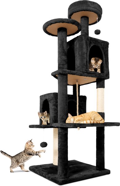 TSCOMON Multi-Level 58-in Plush Cat Tree & Condo, Black - Chewy.com