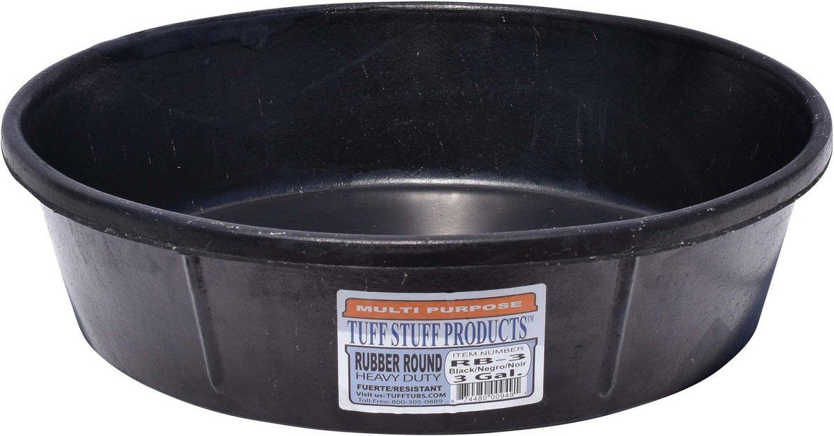 TUFF STUFF PRODUCTS Rubber Round Tub Farm Animal Feeder, 3-gal - Chewy.com