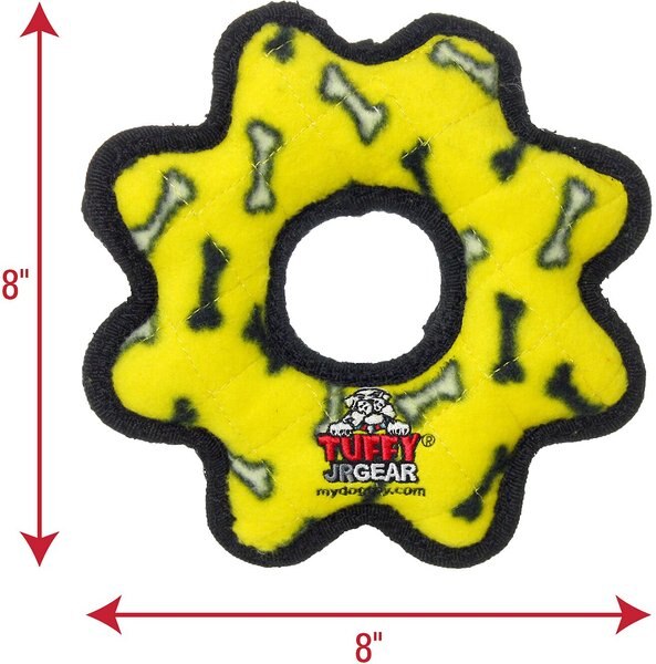 TUFFY'S Junior Gear Ring Squeaky Plush Dog Toy, Yellow Bones - Chewy.com