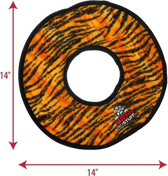 TUFFY'S No Stuff Mega Ring Squeaky Plush Dog Toy, Tiger - Chewy.com