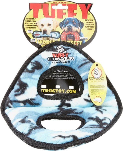 TUFFY'S Ultimate 3-Way Ring Squeaky Plush Dog Toy, Camo Blue - Chewy.com