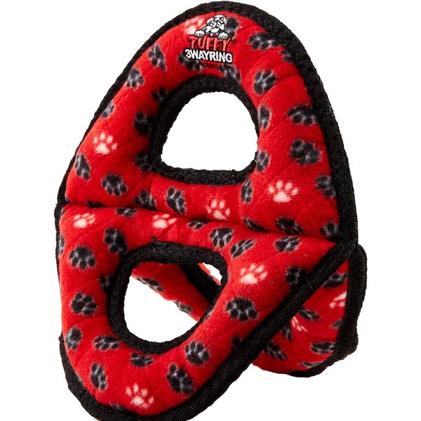 TUFFY'S Ultimate 3-Way Ring Squeaky Plush Dog Toy, Red Paws - Chewy.com