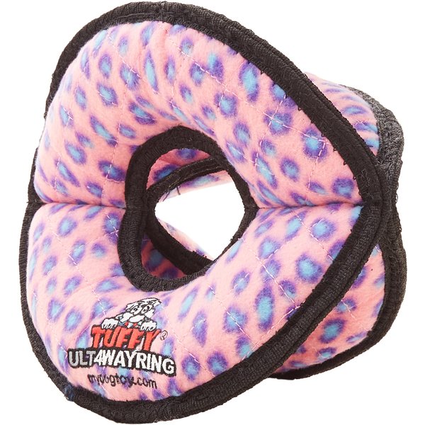 TUFFY'S Ultimate 4-Way Ring Squeaky Plush Dog Toy, Pink Leopard - Chewy.com