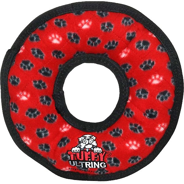 TUFFY'S Ultimate Gear Ring Squeaky Plush Dog Toy, Red Paws - Chewy.com