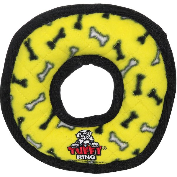 TUFFY'S Ultimate Ring Squeaky Plush Dog Toy, Yellow Bones - Chewy.com