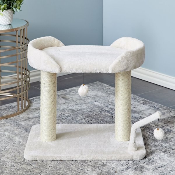 TWO BY TWO The Acacia 20.7-in Plush Cat Tree & Condo, Cream, Small ...