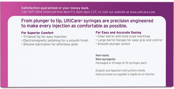 ULTICARE VETRX Insulin Syringes U-100 12.7mm x 29G, 0.3-cc - Easy ...