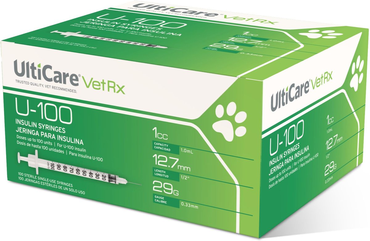 ULTICARE VETRX Insulin Syringes U-100 12.7mm x 29G, 1-cc - Easy Refills ...