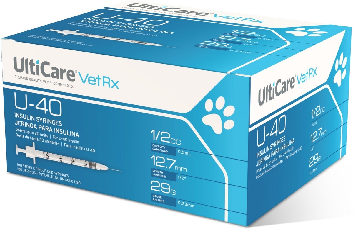 ULTICARE VETRX Insulin Syringes U-40 12.7mm x 29G, 0.5-cc - Easy ...