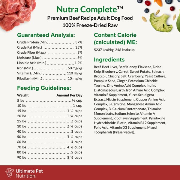 ULTIMATE PET NUTRITION Nutra Complete Premium Beef Freeze-Dried Raw Dog Food, 16-oz bag - Chewy.com