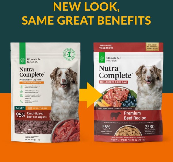 ULTIMATE PET NUTRITION Nutra Complete Premium Beef Freeze-Dried Raw Dog ...
