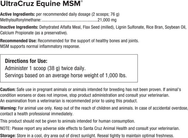 ULTRACRUZ MSM Joint Support Pellets Horse Supplement, 10-lb bag - Chewy.com