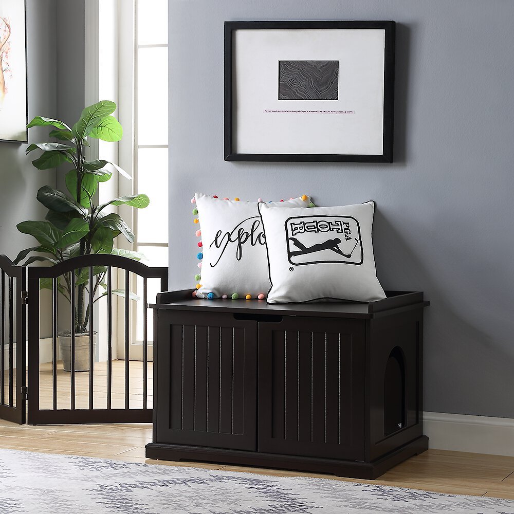 UNIPAWS Decorative Cat Litter Box Enclosure, Espresso - Chewy.com