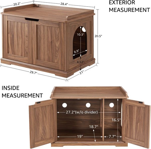 UNIPAWS Furniture Enclosure Decorative Storage Bench Cat Litter Box ...