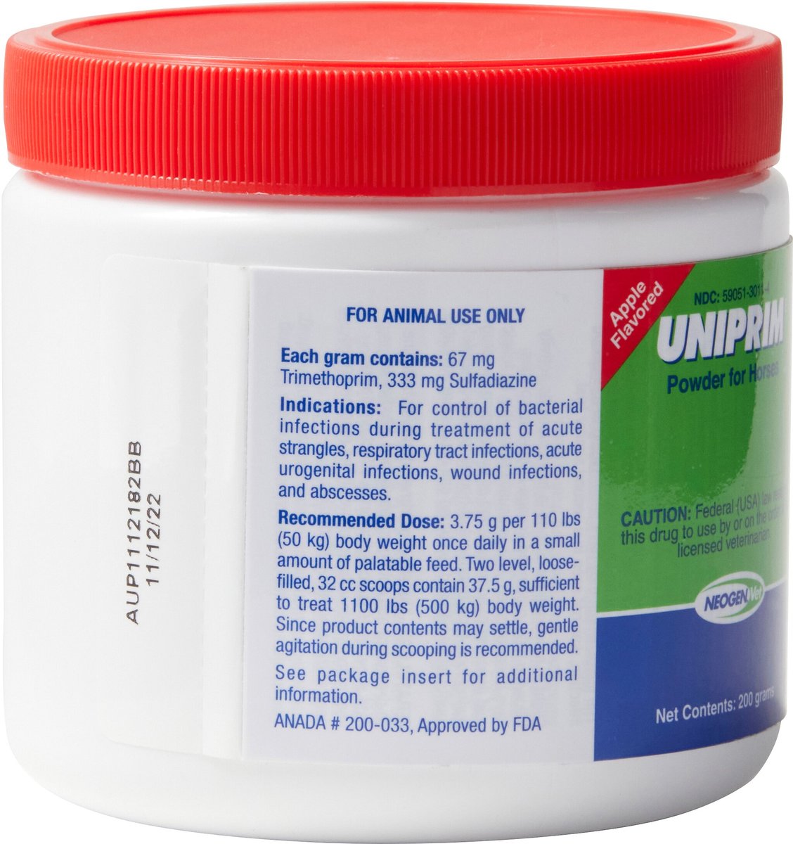 UNIPRIM Powder for Horses Apple Flavor, 200-gm - Easy Refills | Chewy Rx