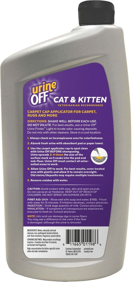 URINE OFF Cat & Kitten Formula Stain & Odor Remover, 32-fl oz bottle ...
