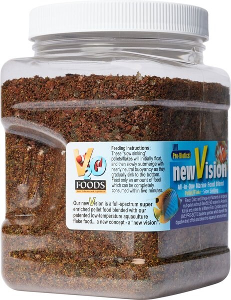 V2O AQUARIUM FOODS New Vision Flake & Pellet Mix Fish Food, 1-lb ...