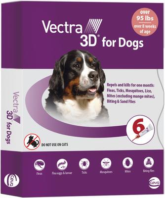 VECTRA 3D Flea & Tick Control for Dogs over 95lbs, 12 Doses (12-mos ...
