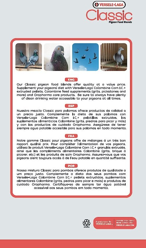 VERSELE-LAGA Classic Pigeon Food Blends 15% No Corn Pigeon Food, 50-lb bag - Chewy.com