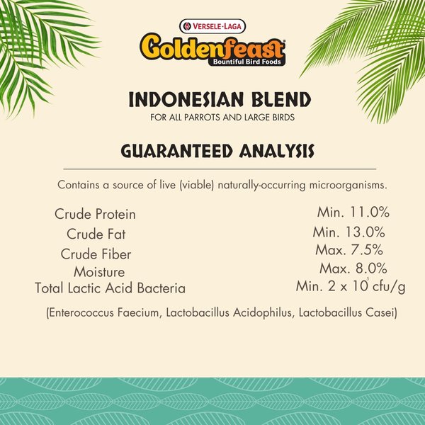 VERSELE-LAGA Goldenfeast Indonesian Blend Parrot & Macaw Bird Food, 3 ...