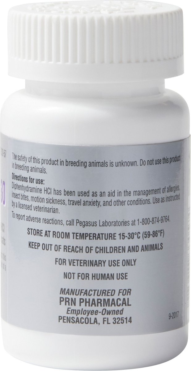 VETADRYL (Diphenhydramine HCl) Tablets for Dogs & Cats, 10-mg - Easy ...