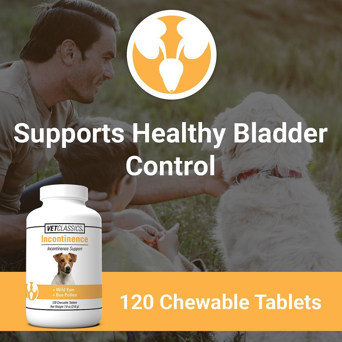 VETCLASSICS Incontinence Support Chewable Tablets Dog Supplement, 120 ...
