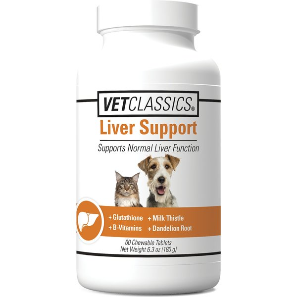 VETCLASSICS Liver Support Chewable Tablets Dog & Cat Supplement, 60 ...