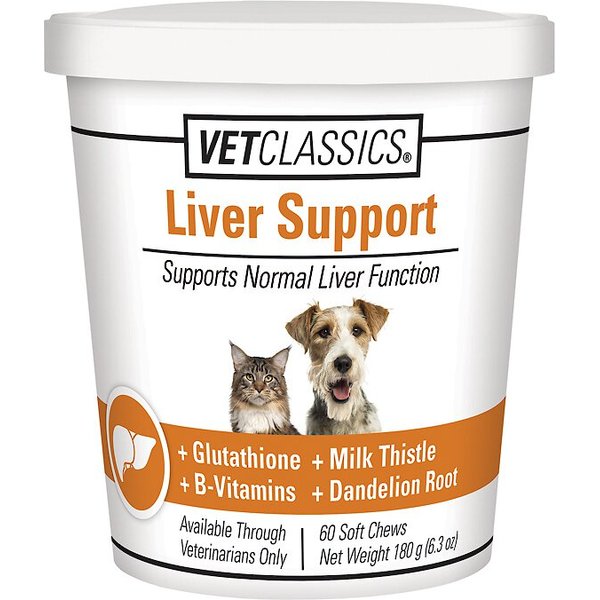 VETCLASSICS Liver Support Chewable Tablets Dog & Cat Supplement, 60 ...
