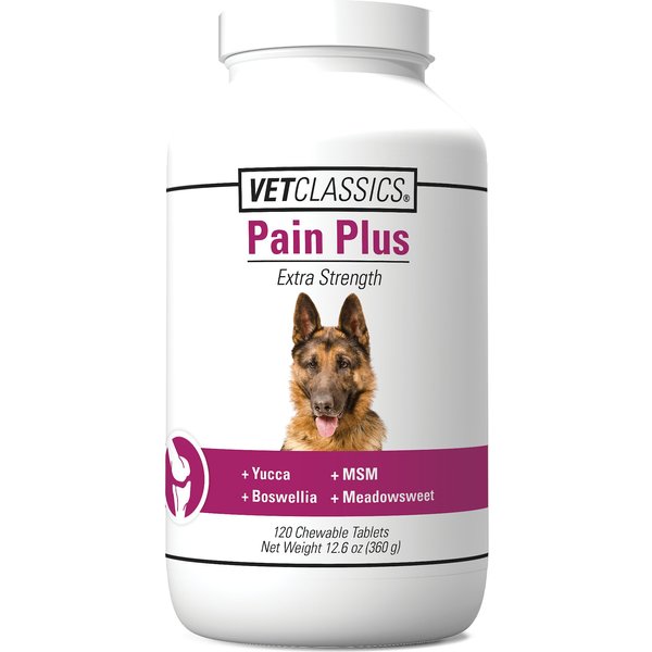 VETCLASSICS Pain Plus Extra Strength Chewable Tablets Dog Supplement ...