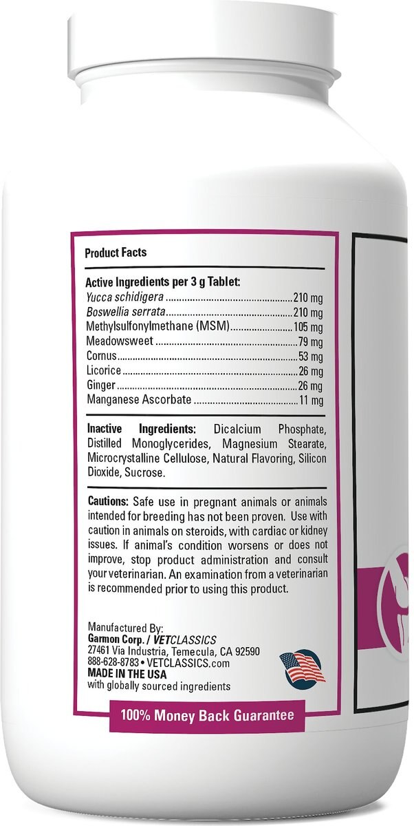 VETCLASSICS Pain Plus Extra Strength Chewable Tablets Dog Supplement ...