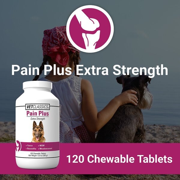 VETCLASSICS Pain Plus Extra Strength Chewable Tablets Dog Supplement ...