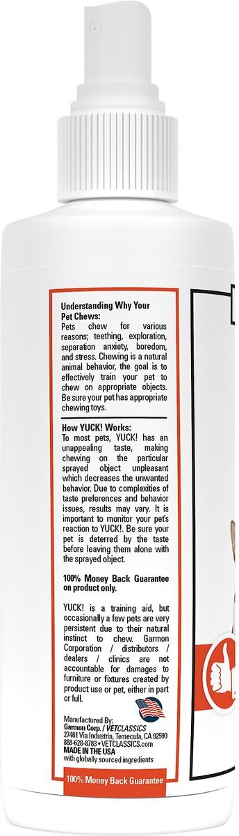 VETCLASSICS YUCK! No Chew Dog & Cat Spray, 8-fl oz bottle - Chewy.com