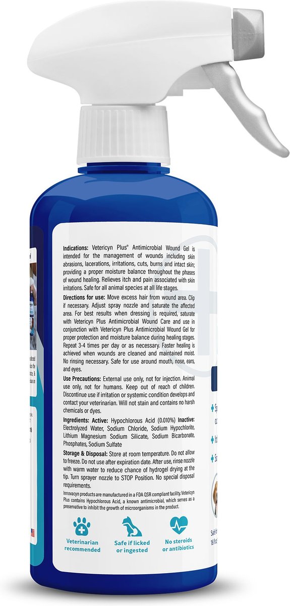 VETERICYN Plus Antimicrobial Hydrogel Healing Aid Spray for Dogs, Cats ...
