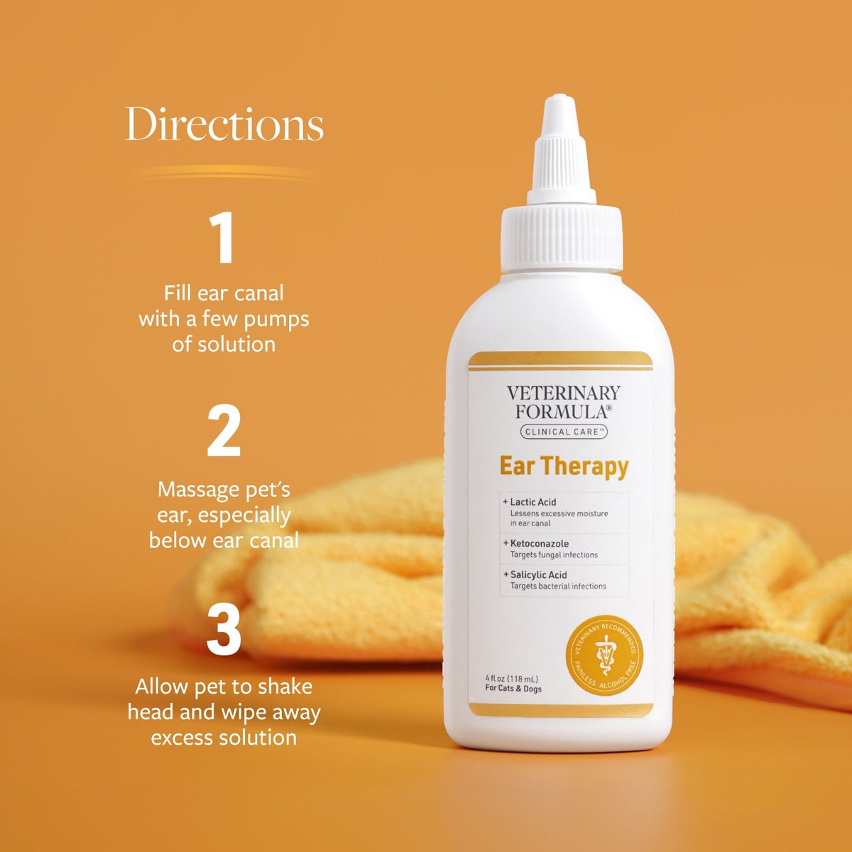 VETERINARY FORMULA CLINICAL CARE Ear Therapy Dog & Cat Ear Cleaner, 4 ...