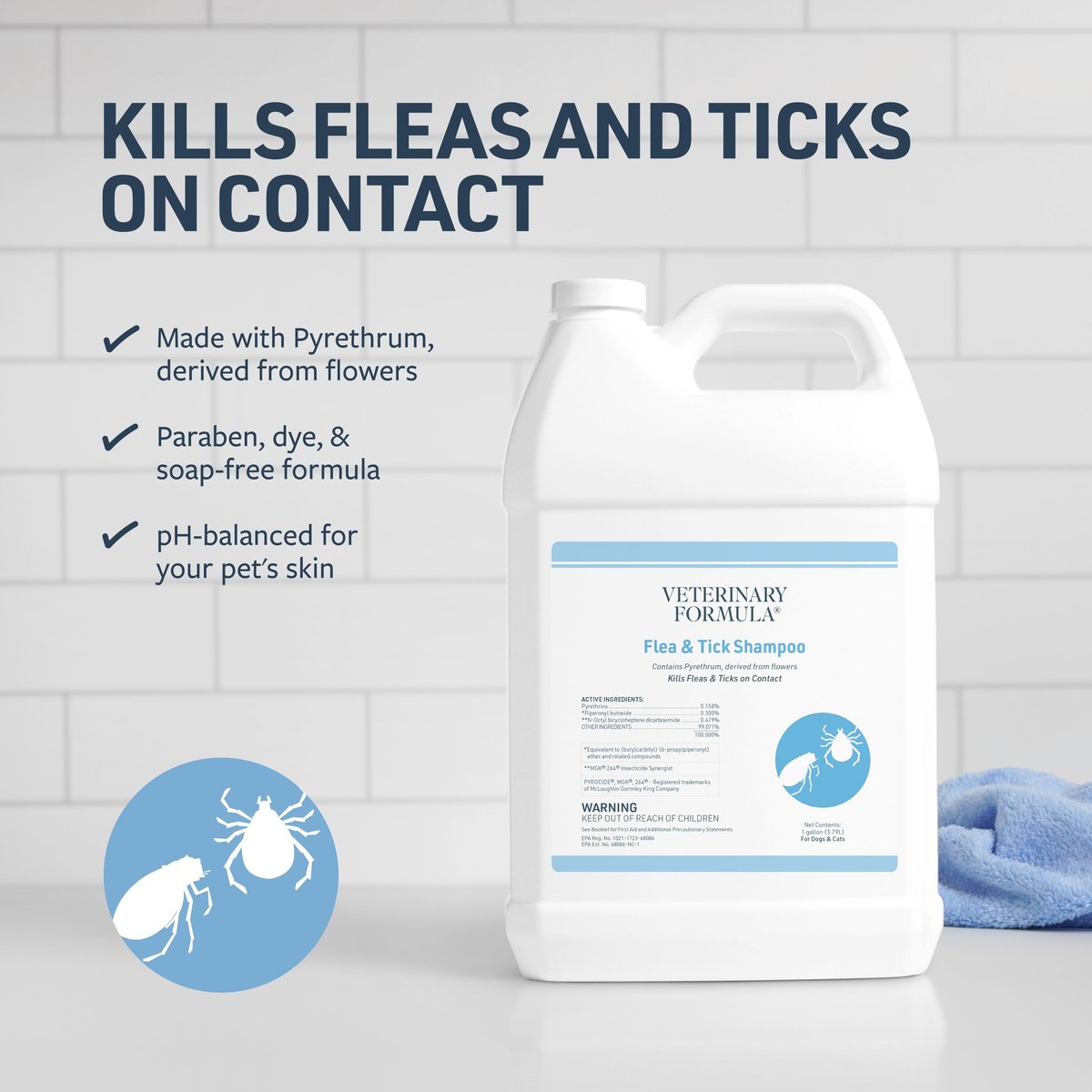 VETERINARY FORMULA CLINICAL CARE Flea & Tick Medicated Shampoo, 1-gal ...