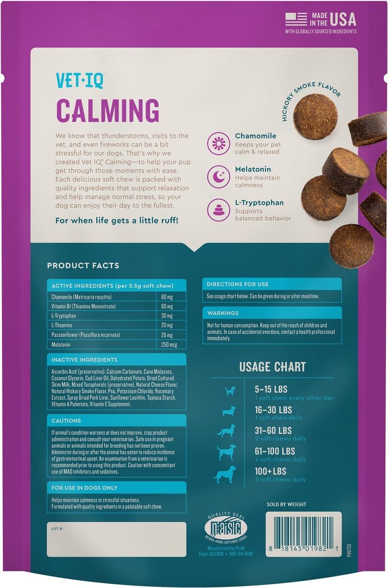VETIQ Calming Soft Chew Calming Supplement for Dogs, 60 count - Chewy.com