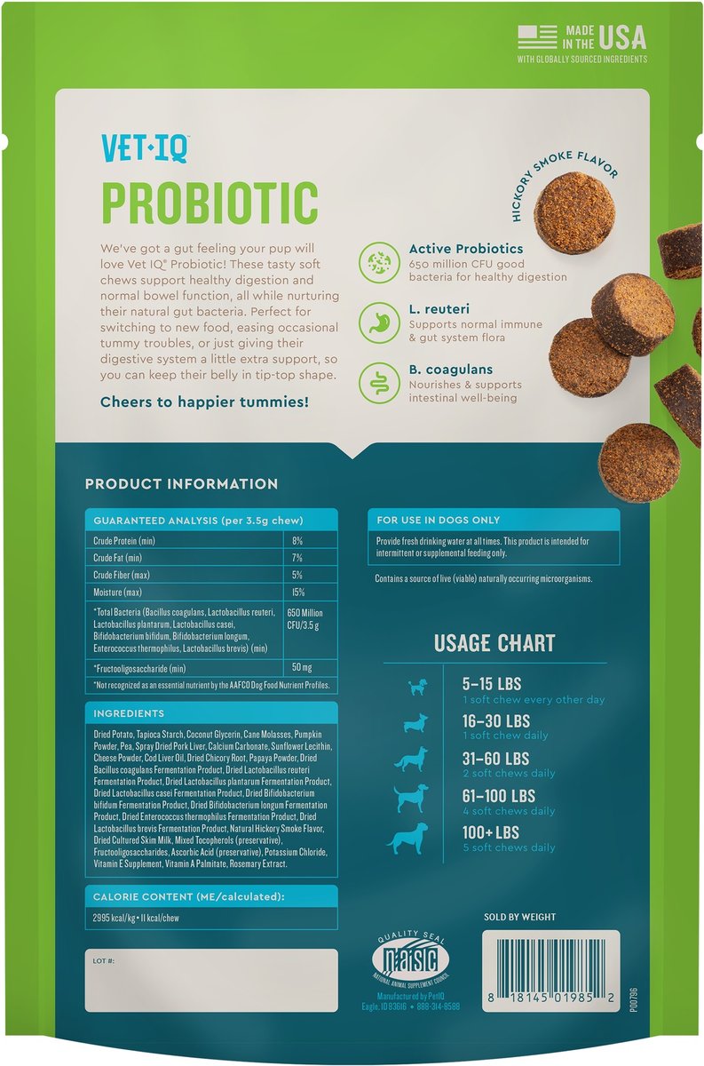 VETIQ Probiotic Soft Chew Supplement for Dogs, 60 count - Chewy.com