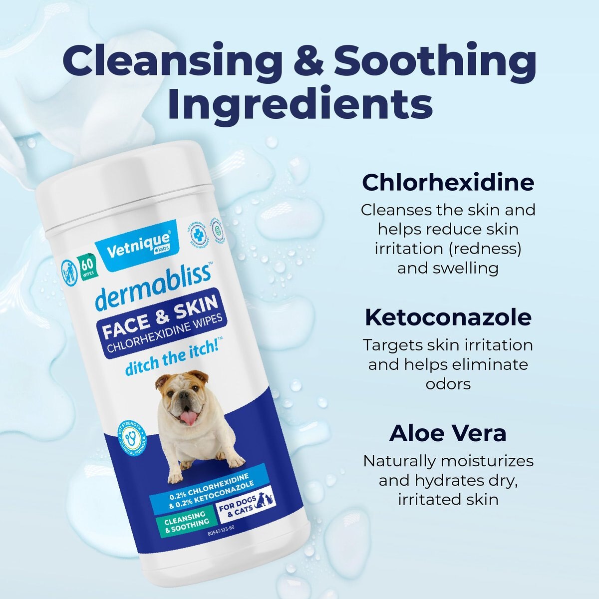 VETNIQUE LABS Dermabliss Medicated Face, Wrinkle & Skin Fold Chlorhexidine Cat & Dog Grooming ...