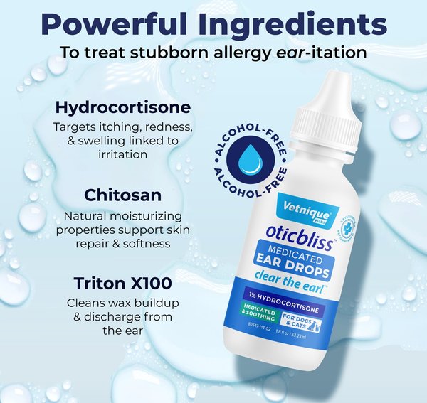 VETNIQUE LABS Oticbliss Medicated Hydrocortisone Ear Drops for Ear ...