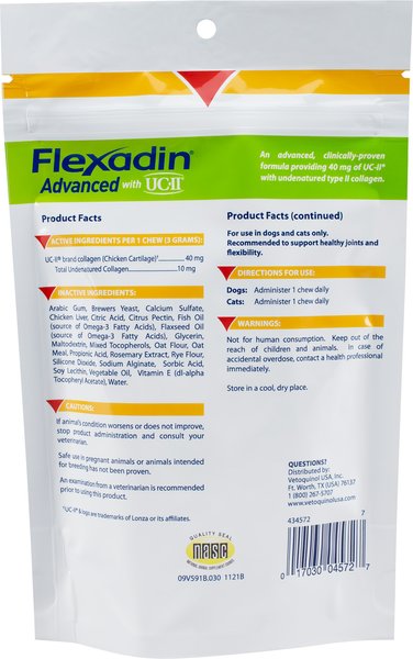 VETOQUINOL Flexadin Advanced with UCII Collagen Soft Chews Joint ...