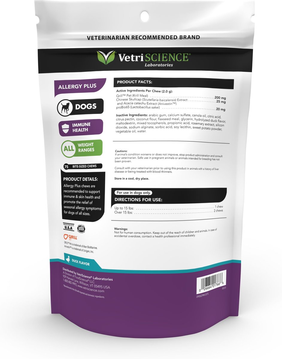 Out of Stock - VETRISCIENCE Allergy Plus Immune Duck Flavor Supplement ...