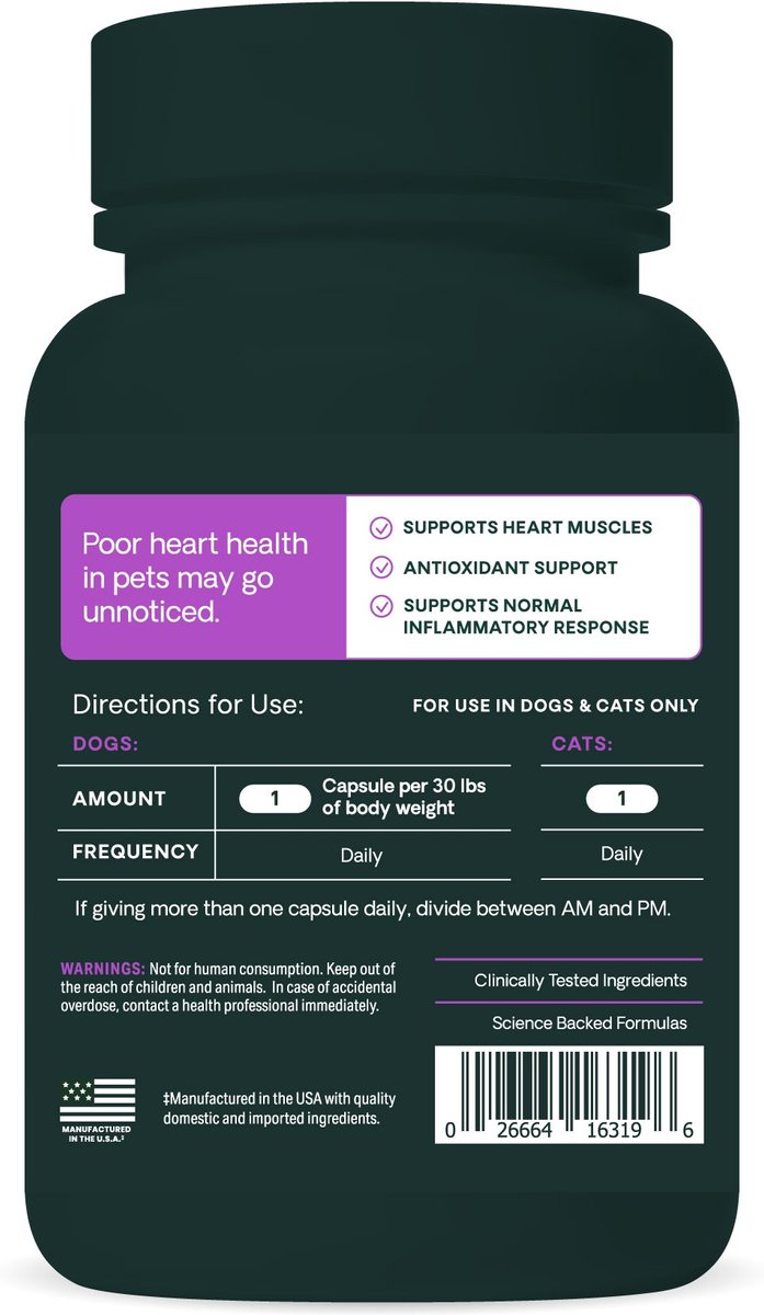 VETRISCIENCE Cardio Strength Capsules Heart Supplement for Cats & Dogs ...